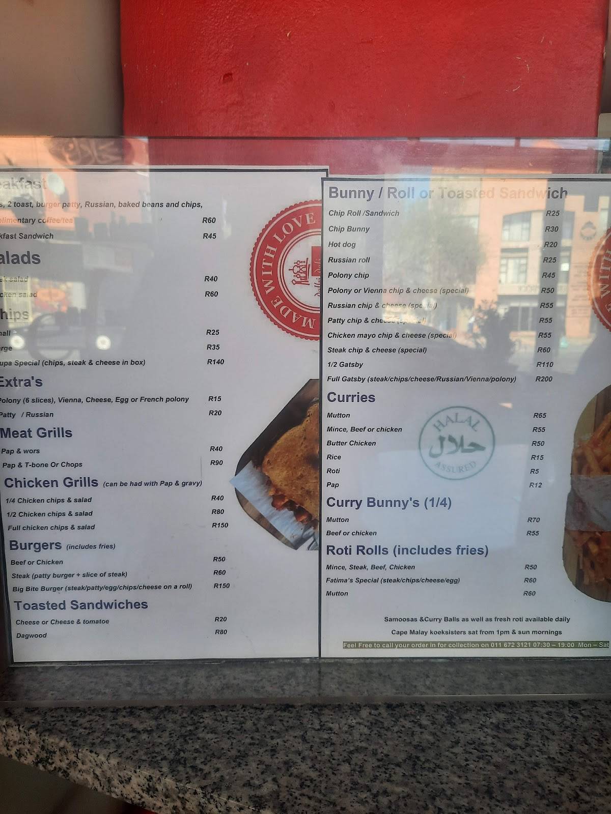 Menu at Delhi Deli restaurant, Roodepoort