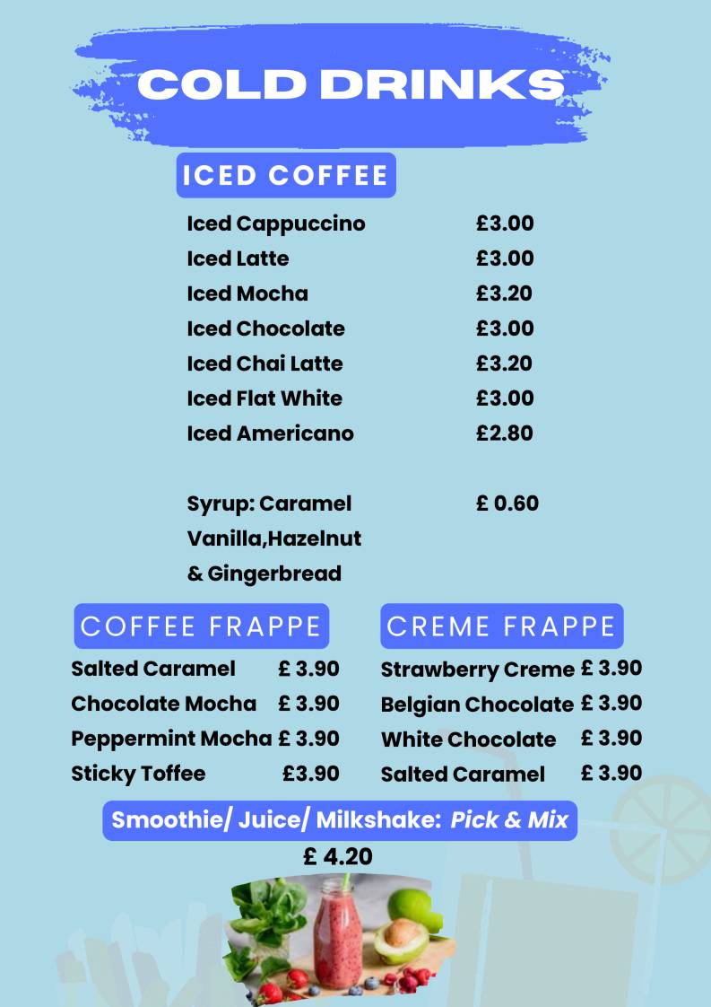 Menu at Delice cafe, London, 122 Streatham Hill