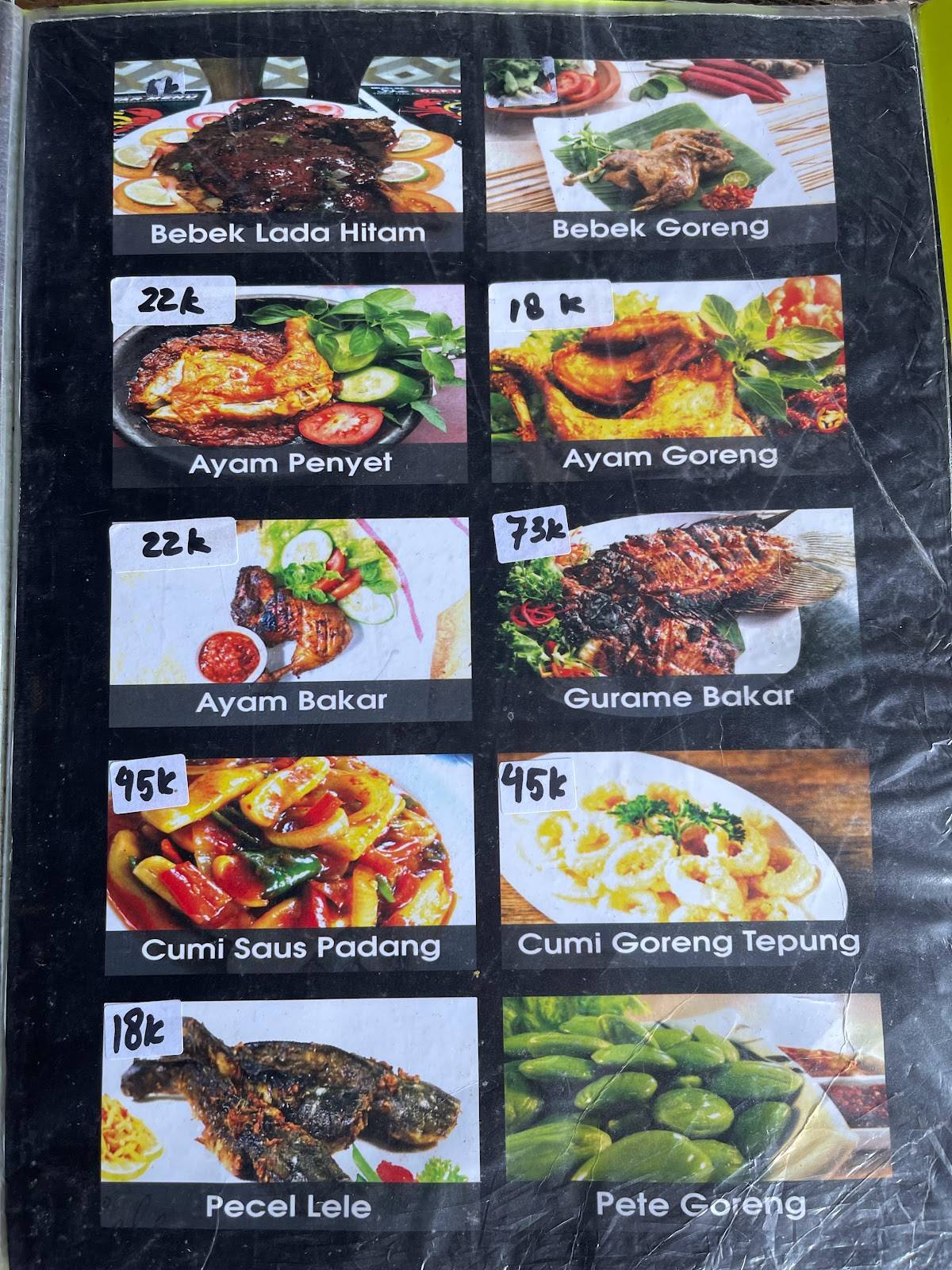 Menu at Pondok Seafood Cak Har restaurant, Denpasar