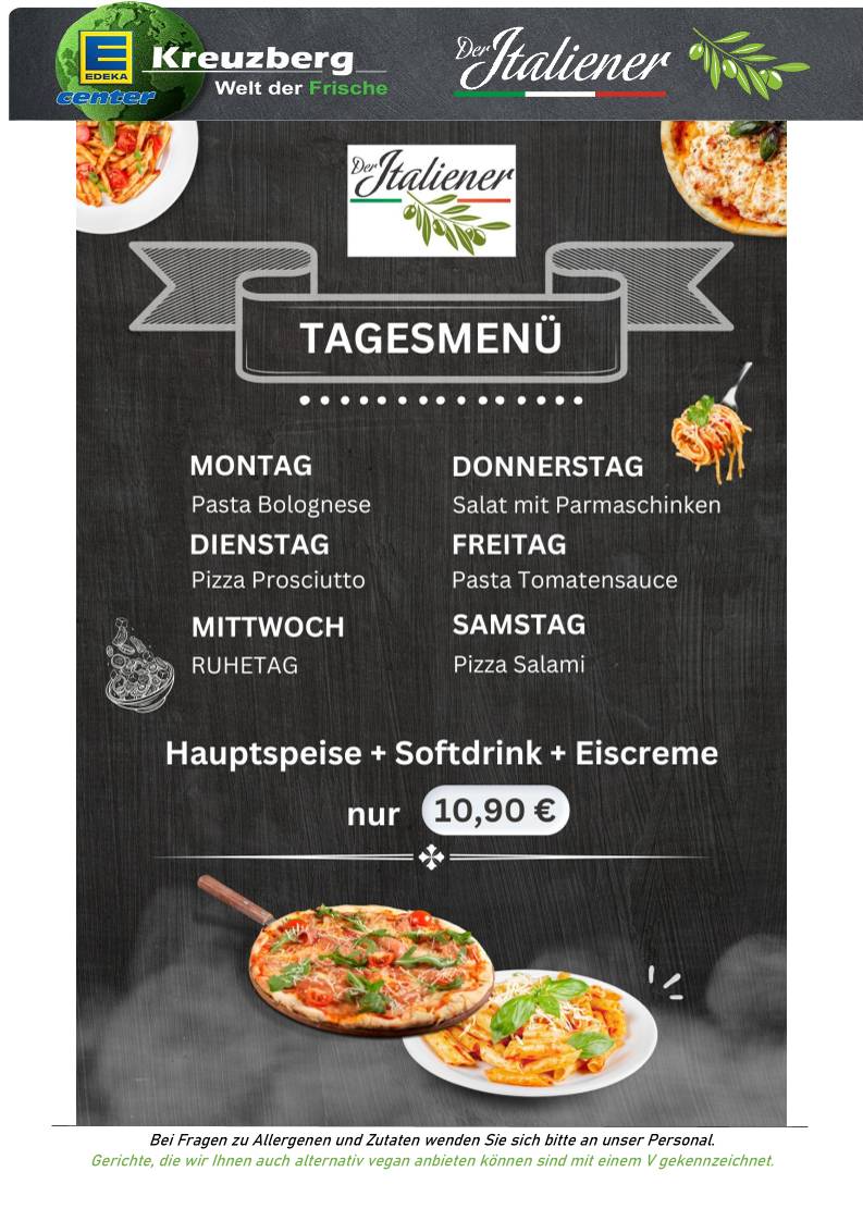 Speisekarte von Der Italiener im EDEKA-Center restaurant, Neuwied