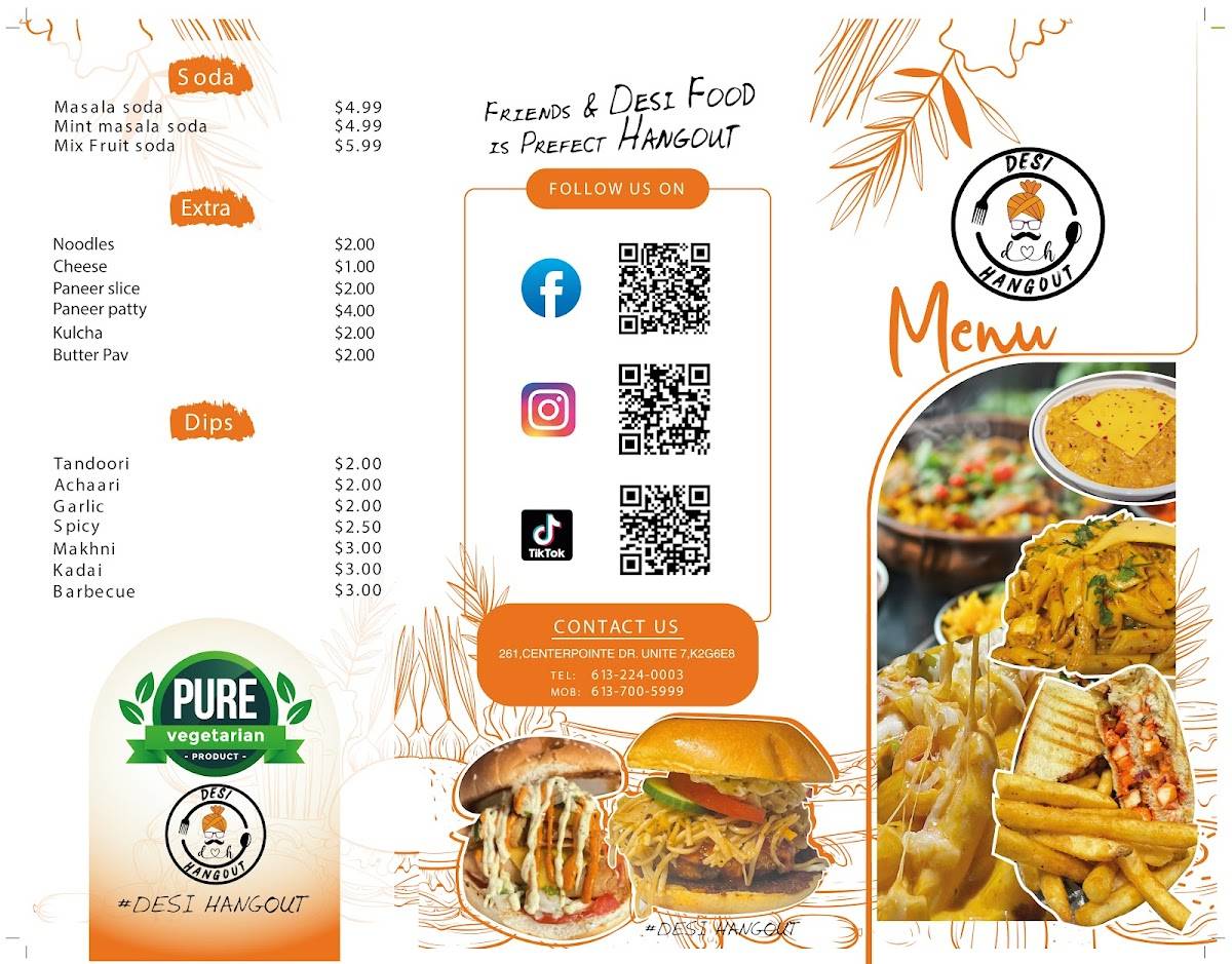Menu at Desi Hangout - vegan/vegetarian Food restaurant, Ottawa