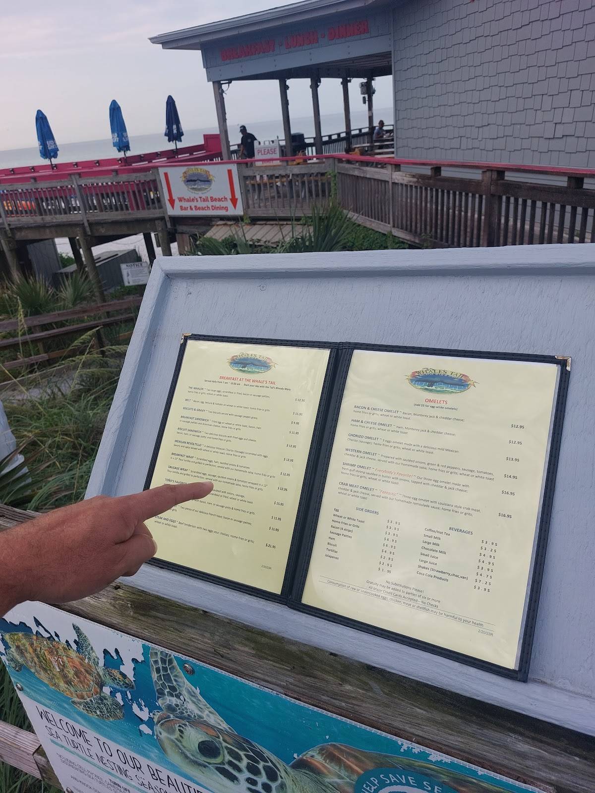 Menu at The Whale's Tail Beach Bar & Grill, Miramar Beach, Scenic Gulf Dr