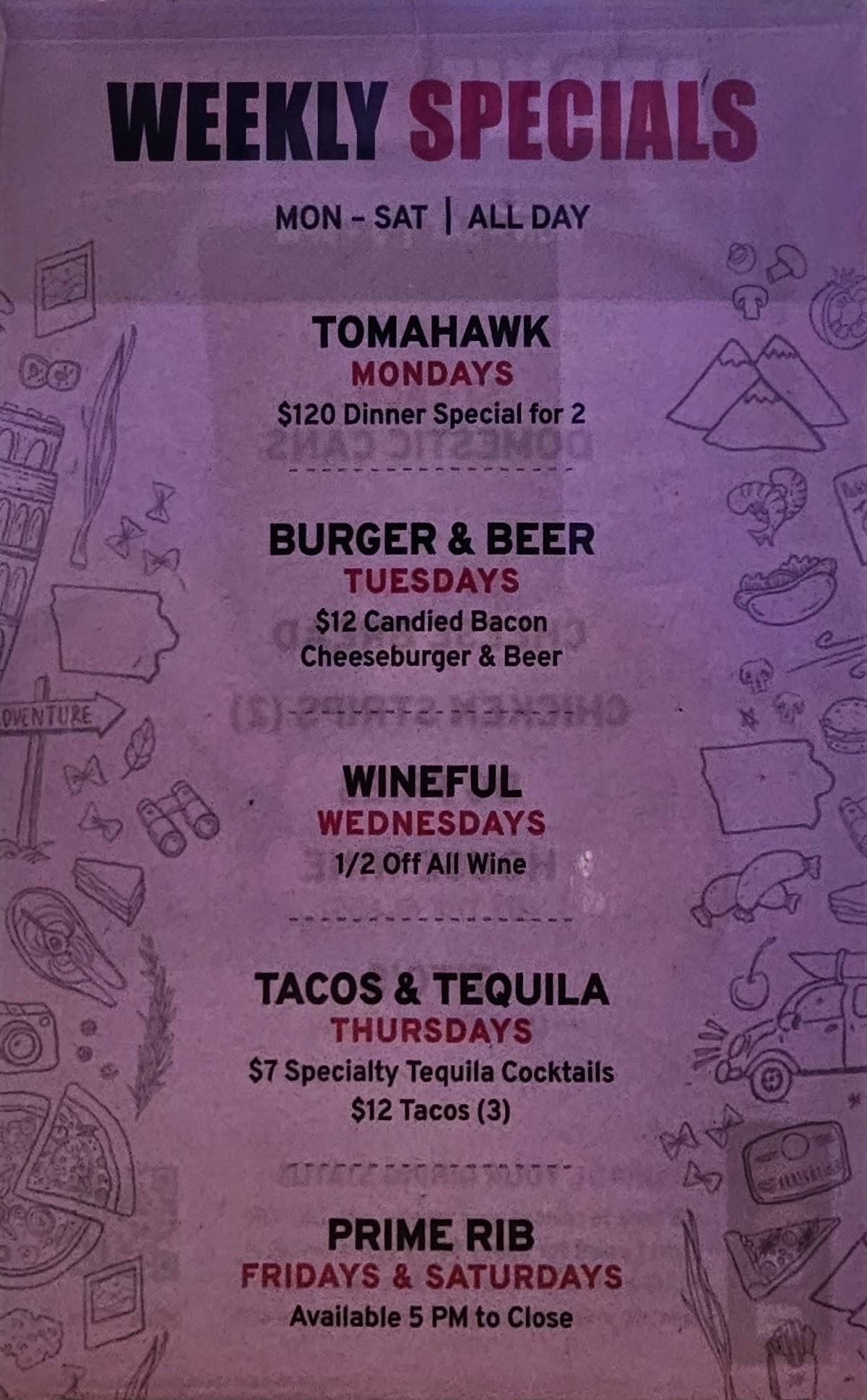 Carta del pub y bar Destination Grille, Grimes