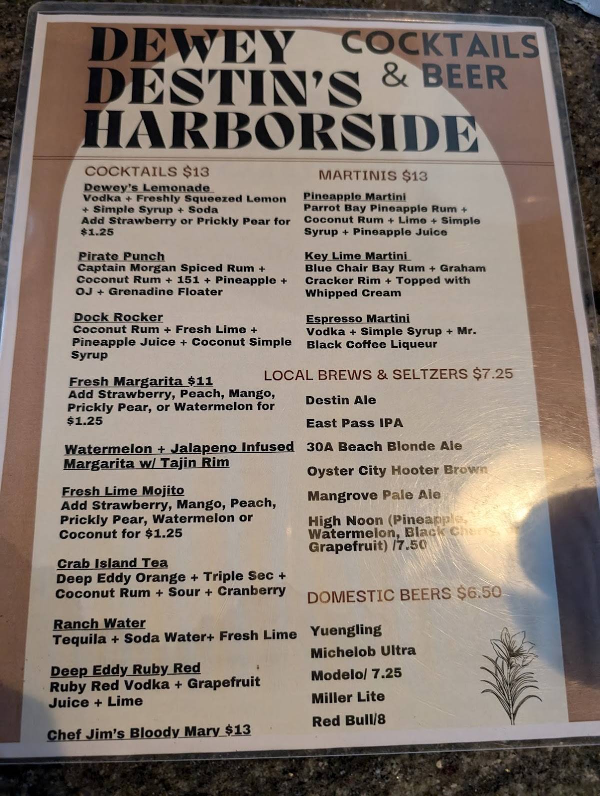 Menu at Dewey Destin's Harborside pub & bar, Destin