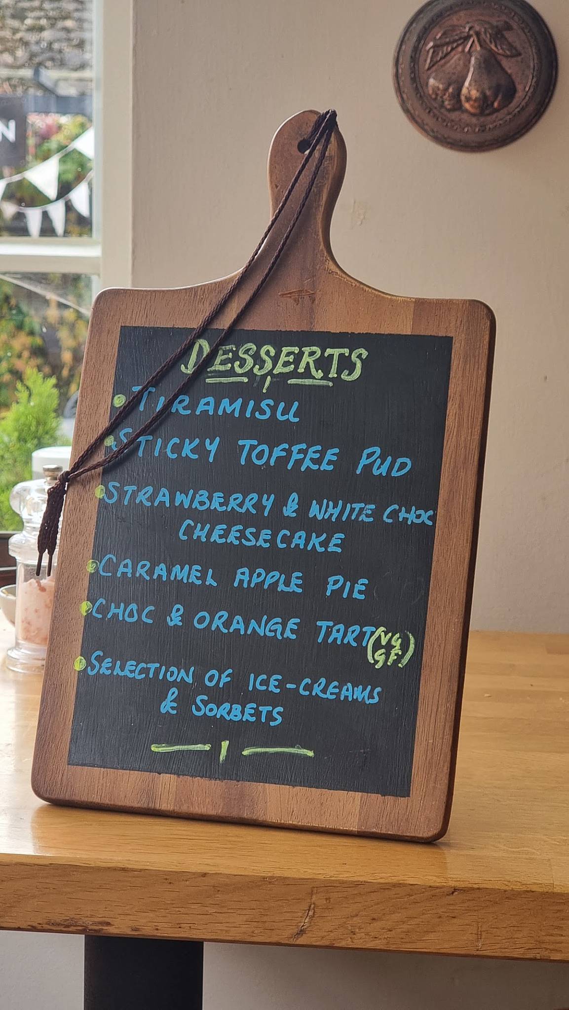 Menu at Dexters restaurant, Oundle