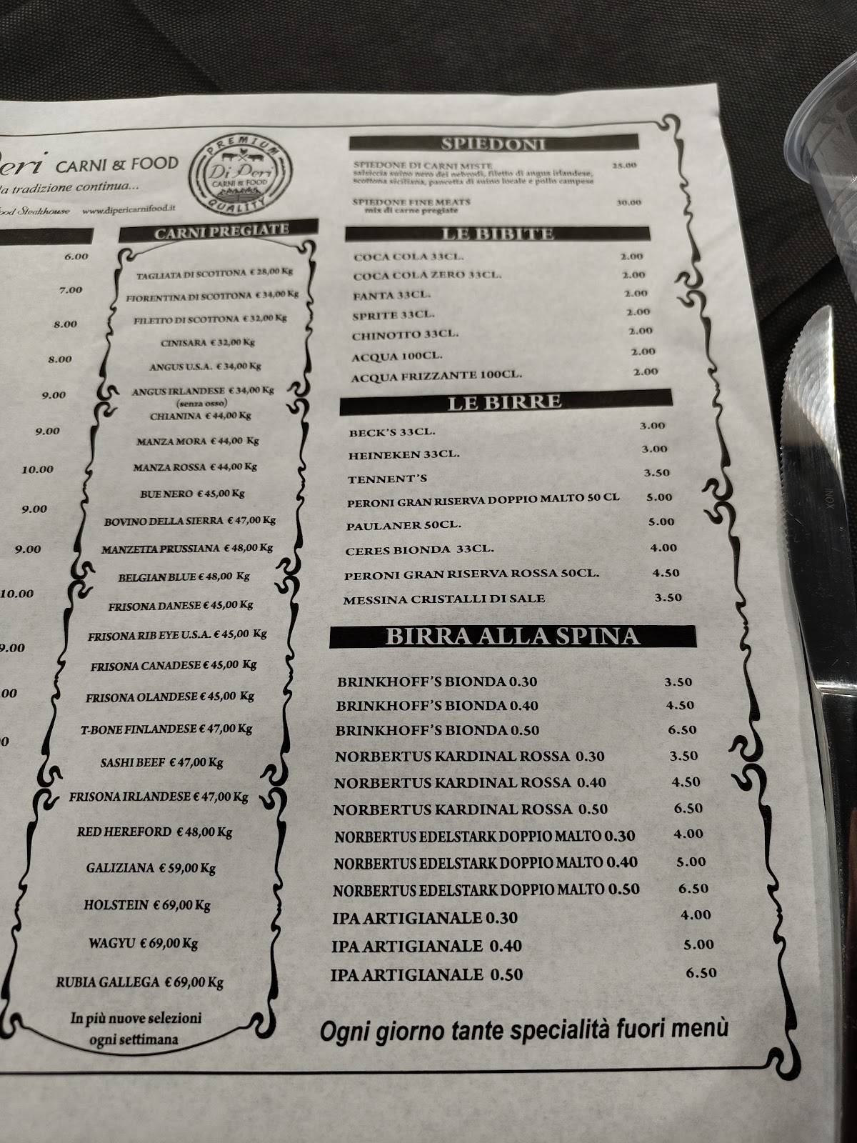 Menu da Di Peri Aspra ristorante, Palermo