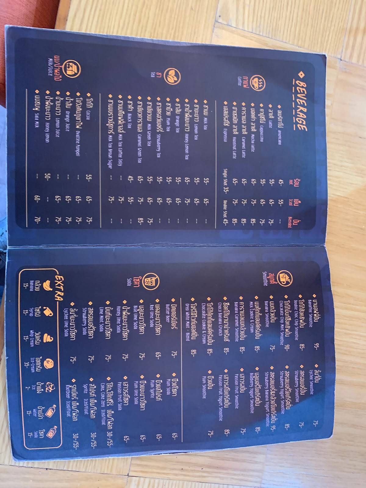Menu at Dice Cup (Board Game Cafe), Bangkok