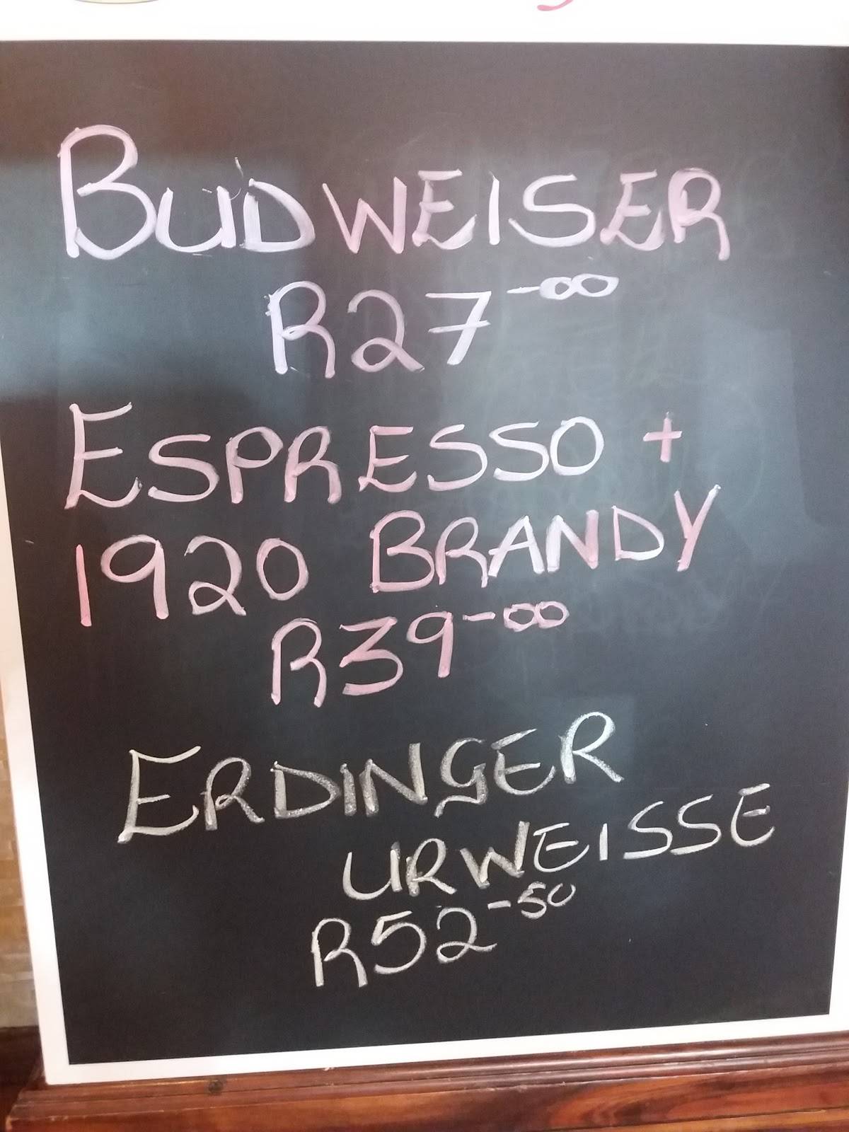 Menu at Die Kneipe German Pub, Johannesburg, Queen Place