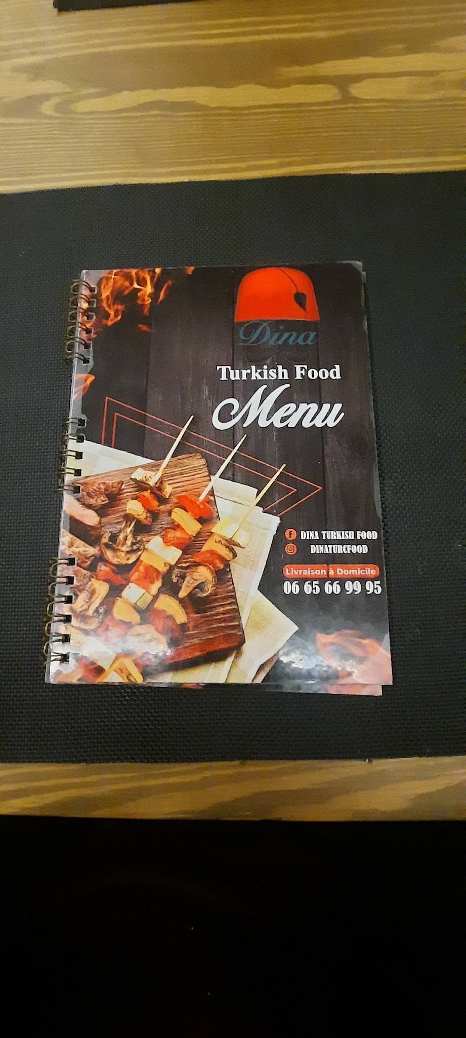 Menu au Dina lounge restaurant, Marrakech