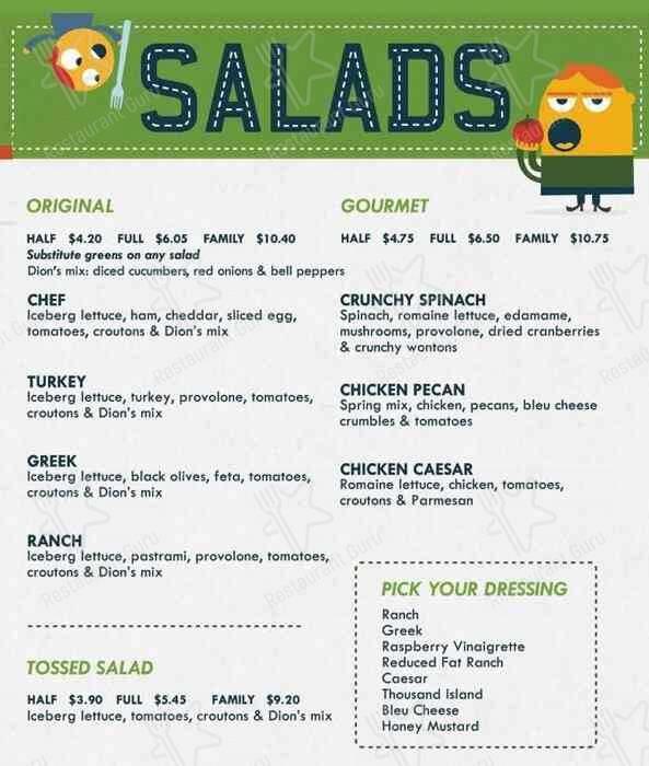 Menu at Dion's Pizza pizzeria, Commerce City, E 104th Ave
