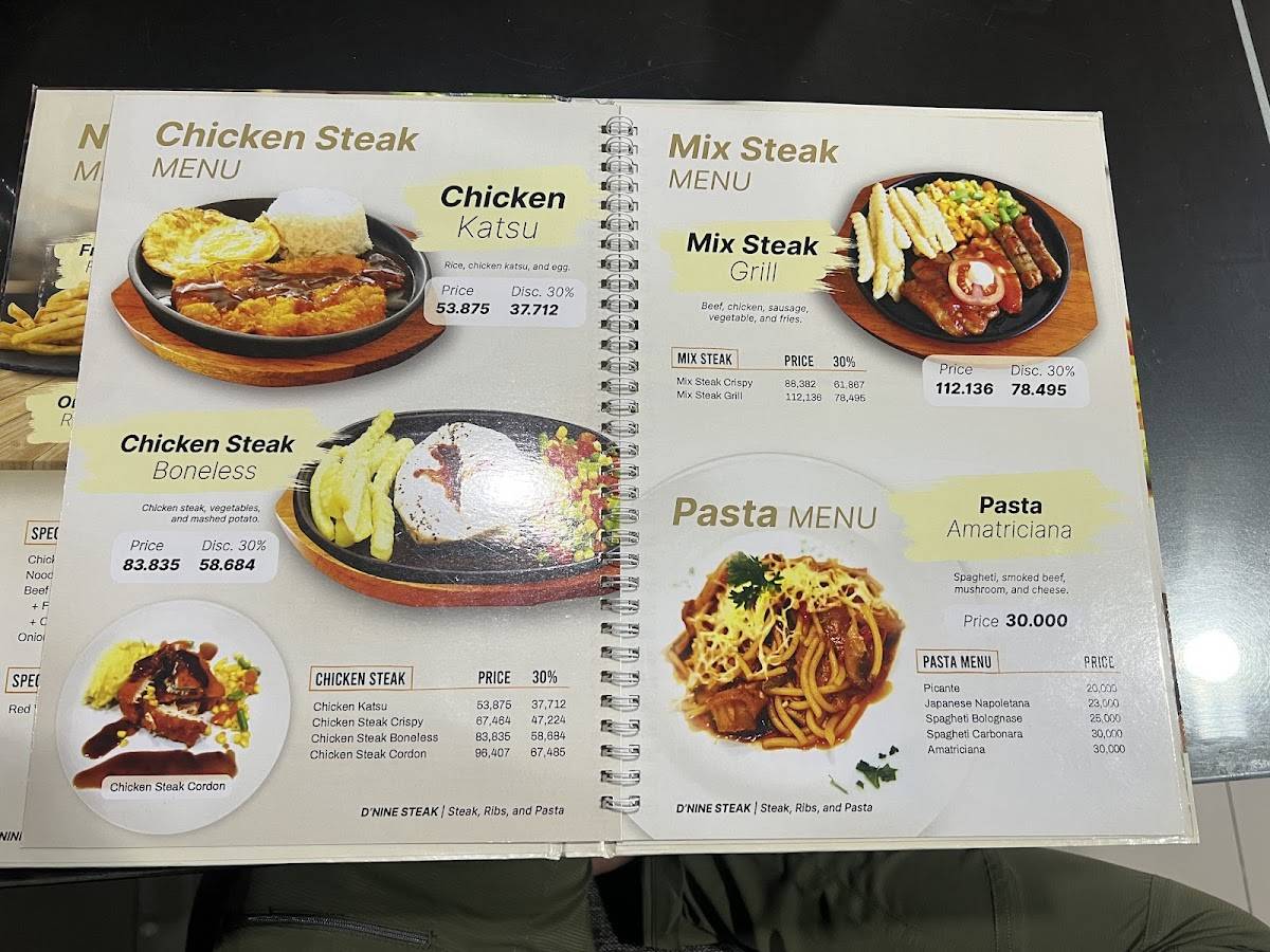 Menu at D'nine Steak cafe, Surabaya
