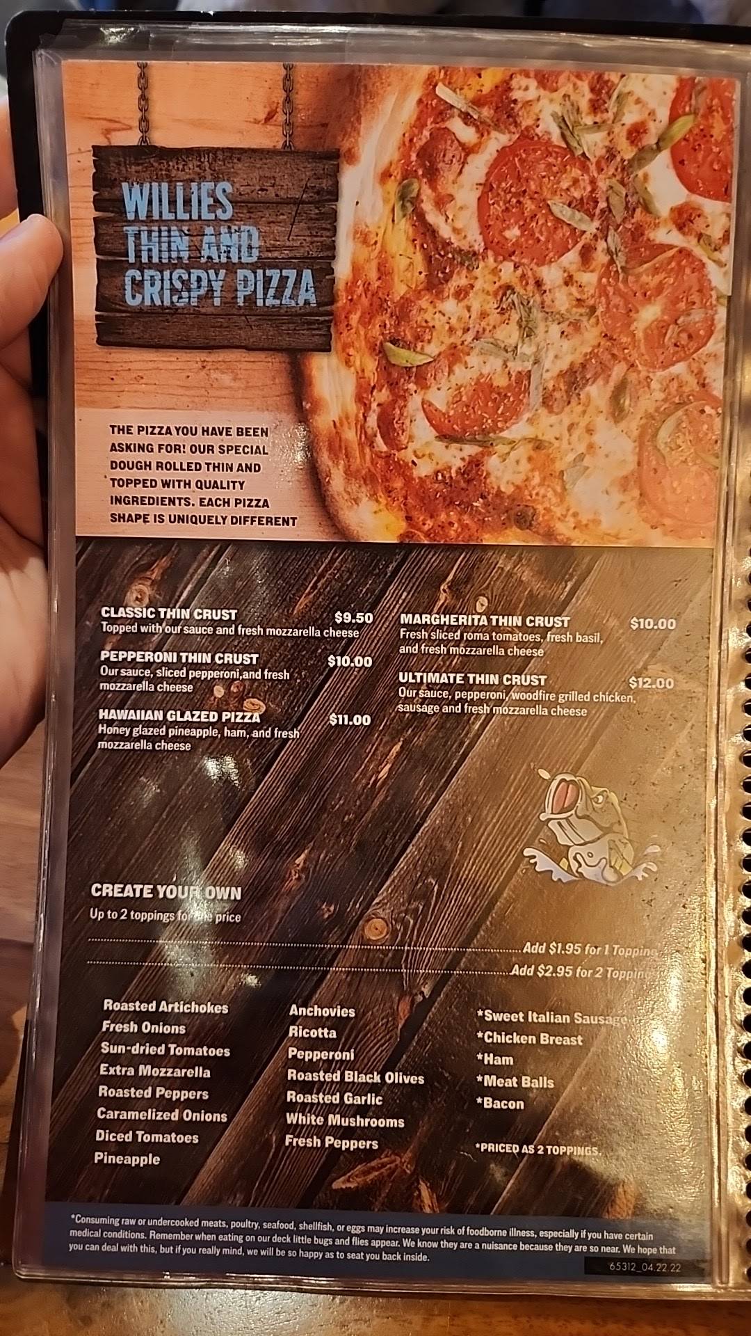 Menu at Dockside Willies pub & bar, Wormleysburg