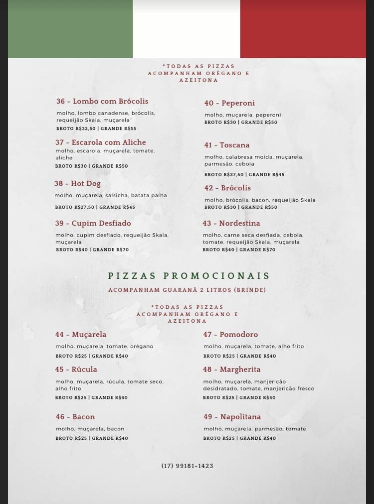 Menu em Dom Pizza restaurante, Pindorama