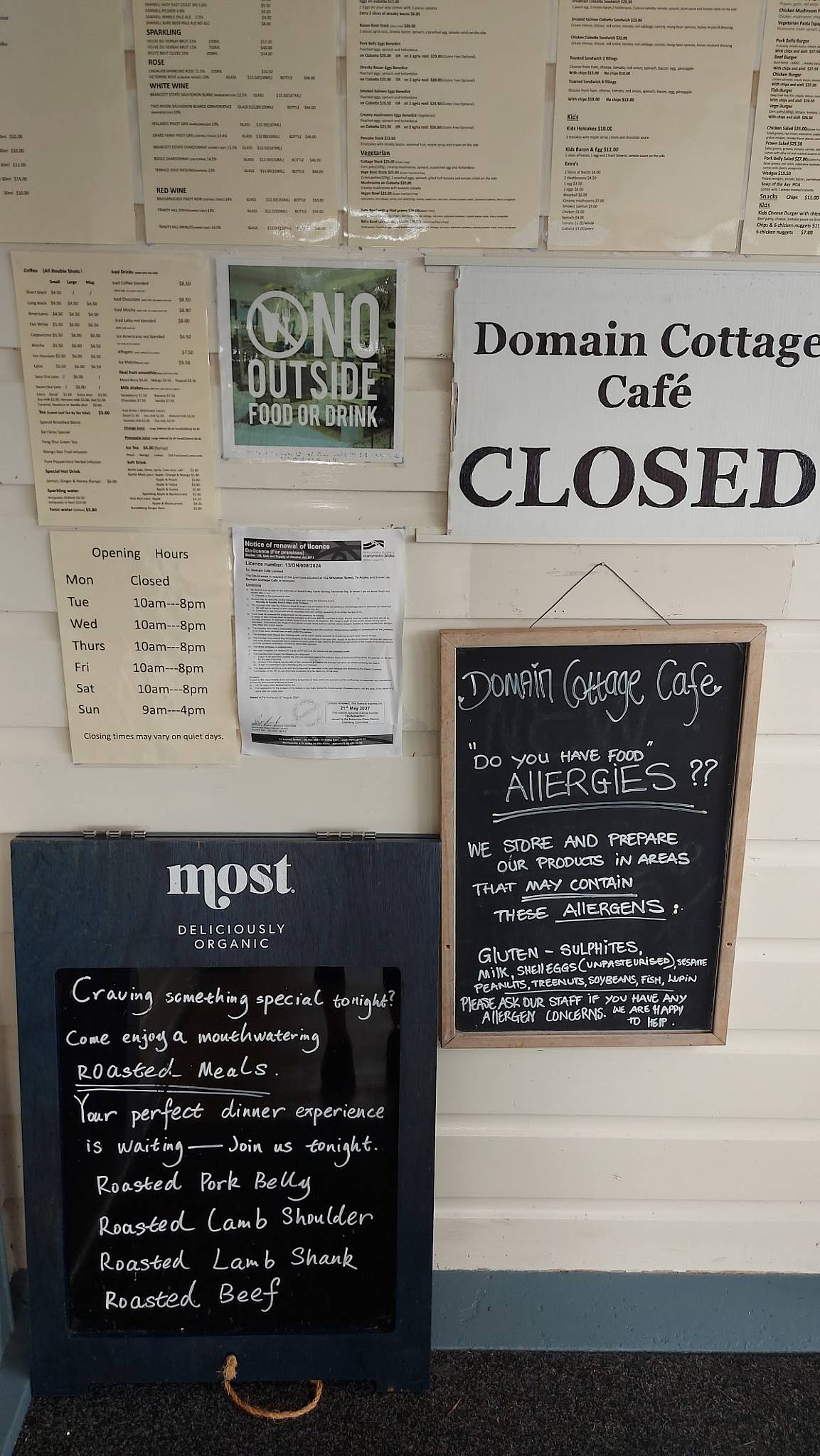 Menu at Domain Cottage Cafe, Te Aroha