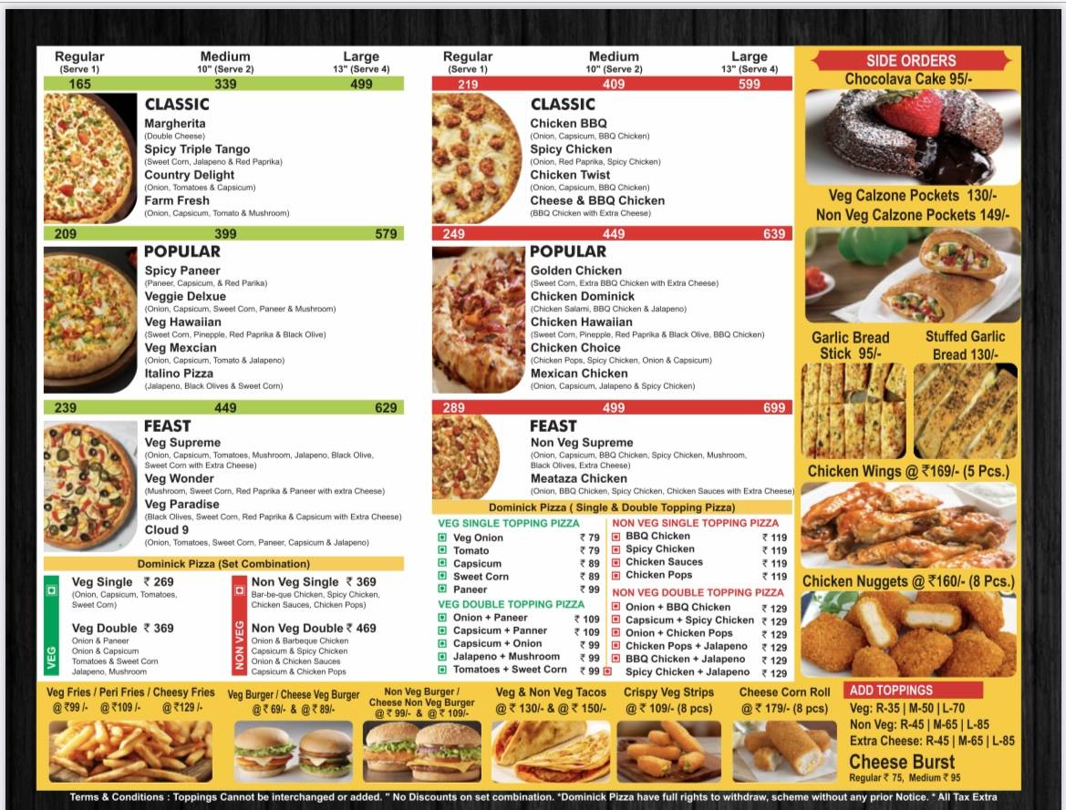 Menu at Dominick Pizza, Patiala