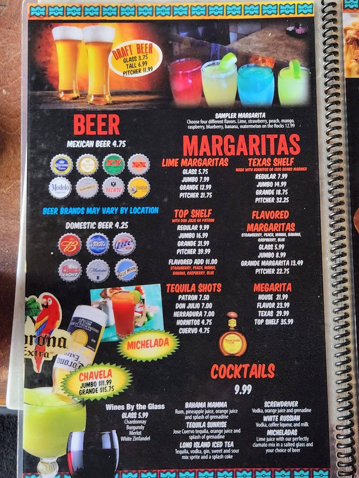Menu at Don Patron Mexican Grill restaurant, Greensburg