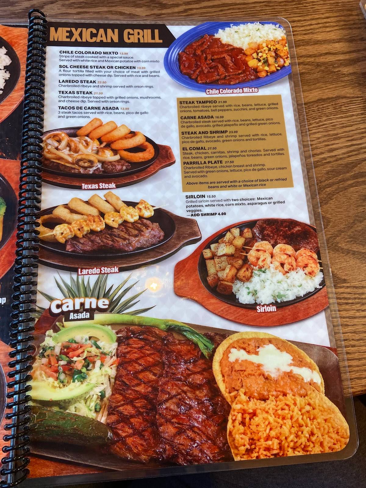 Menu at Don Sol Mexican Grill restaurant, Anna