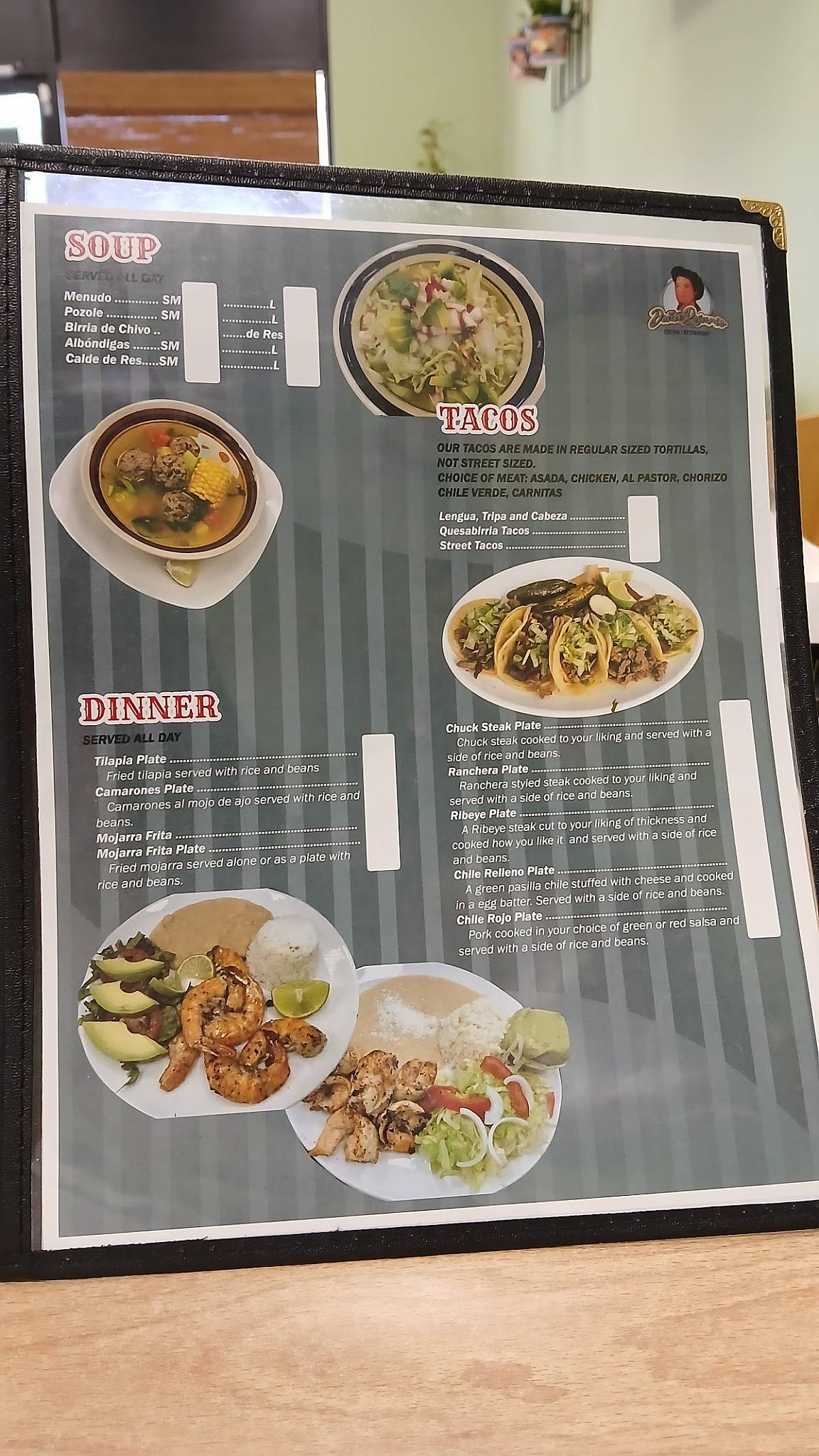 Menu at Doña Rosario Cocina & Carnicería restaurant, Hesperia