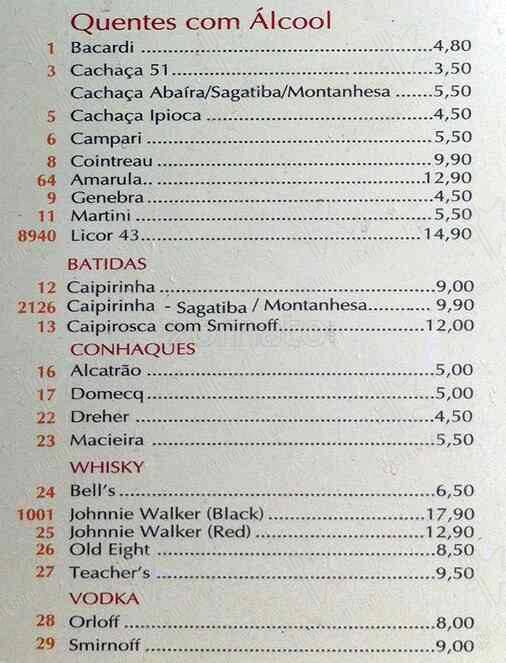 Menu em Restaurante Donana - Brotas, Salvador, Av. Teixeira Barros