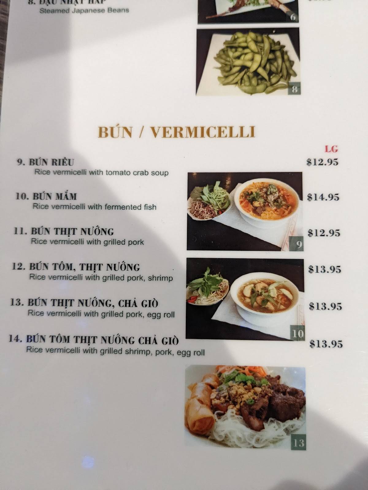 Menu at Dong Que Restaurant, San Jose, 2852 Alum Rock Ave