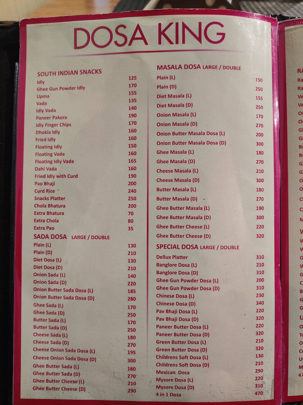 Menu at Dosa King & Hong Kong - Best Dosa South Indian Food Chinies ...