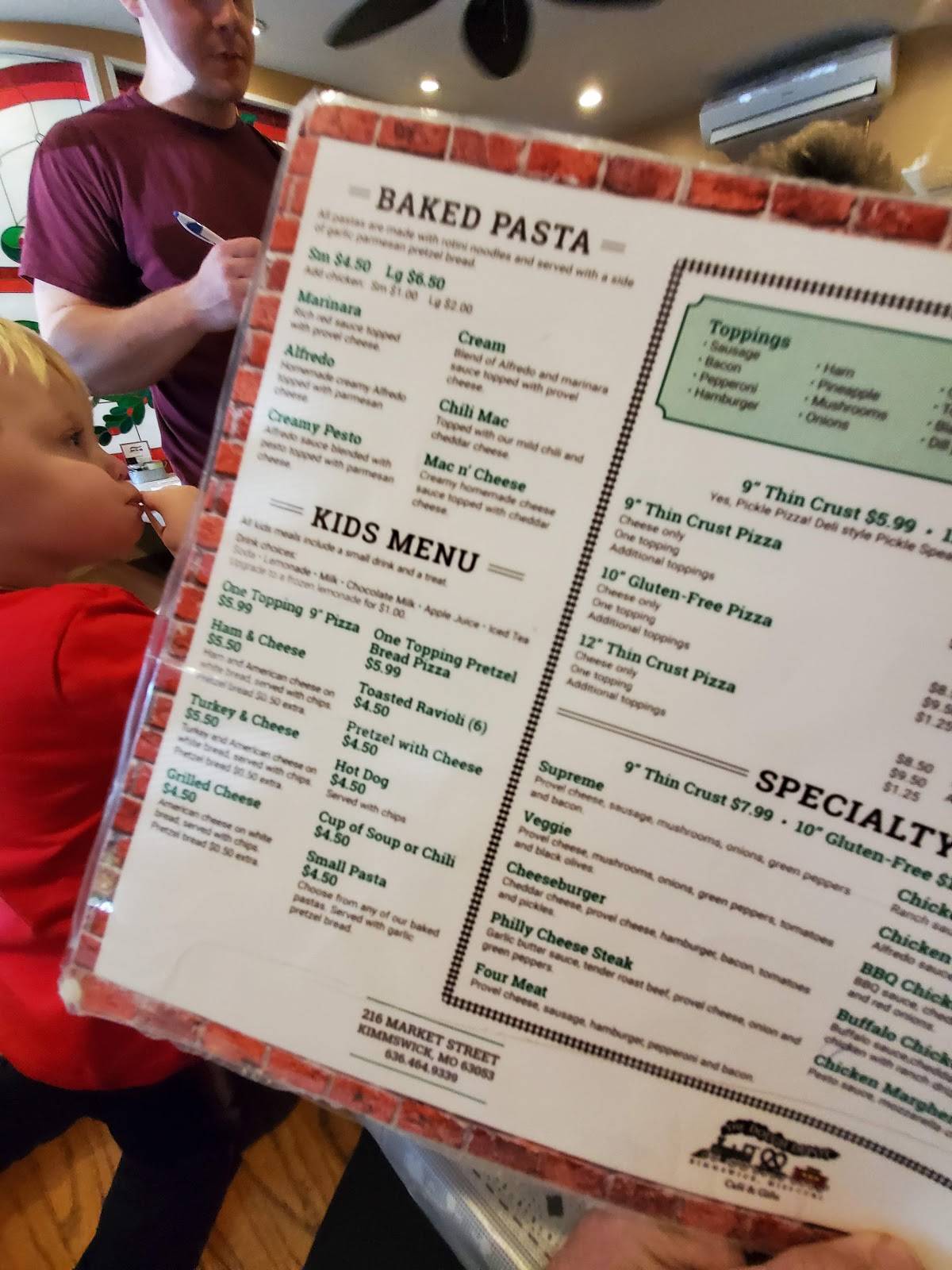 Menu at Dough Depot cafe, Kimmswick