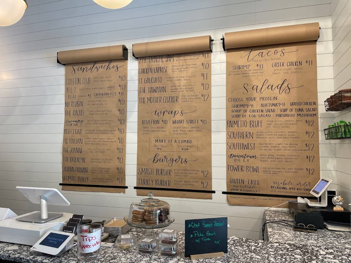 Menu at Downtown Deli/ Catering Co. restaurant, Bluffton