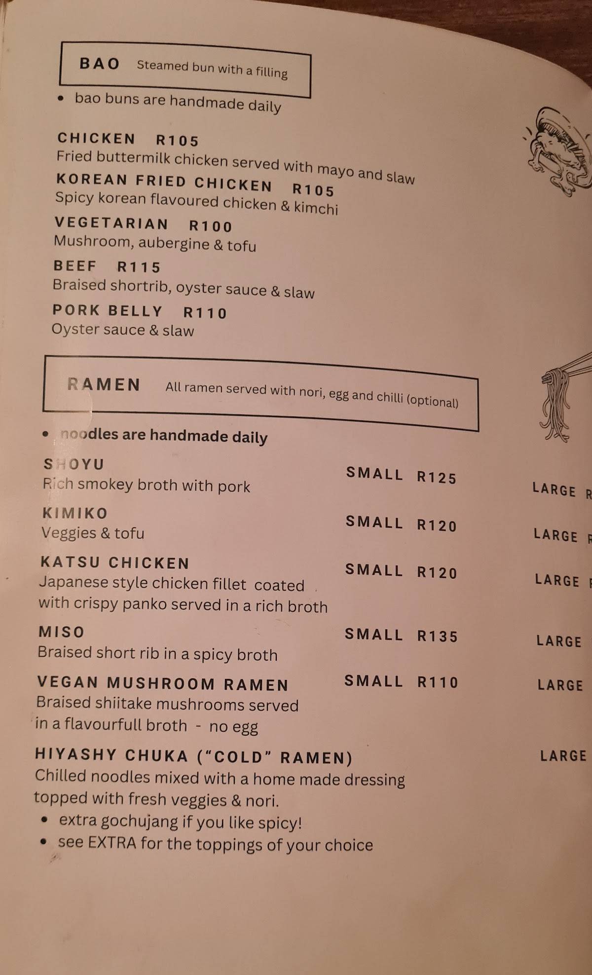 Menu at Downtown Ramen Asian Restaurant, Cape Town