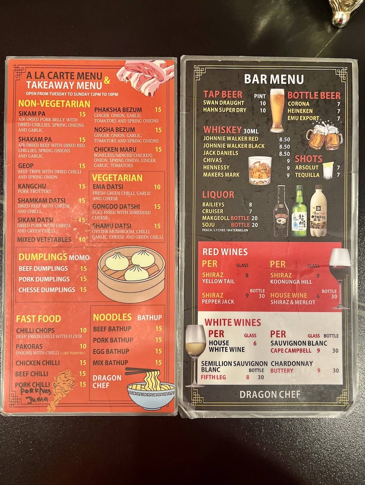 Menu at Dragon Chef - Bhutanese Restaurant, Osborne Park