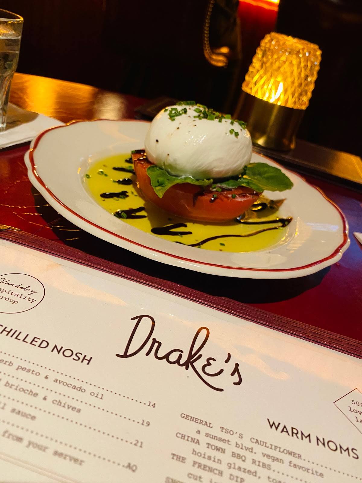 Menu at Drake's Hollywood restaurant, Dallas