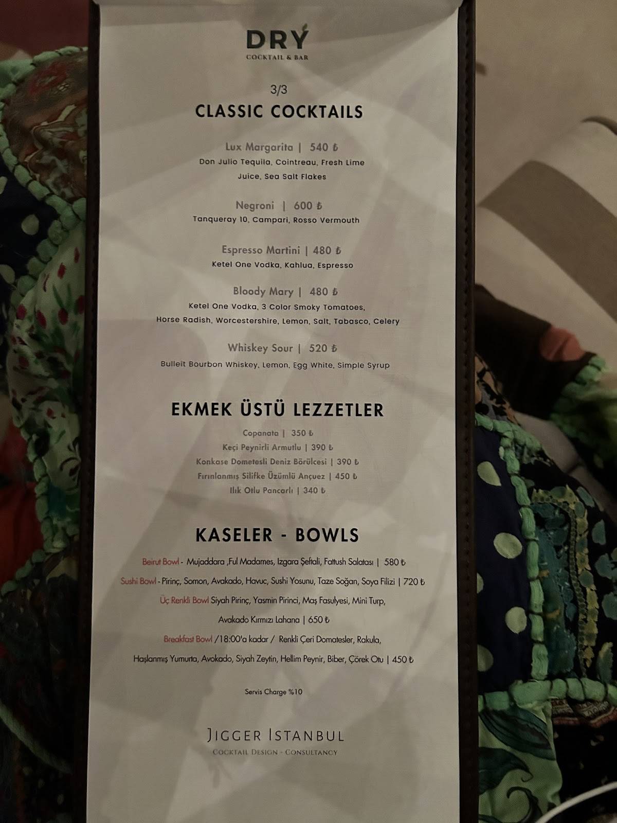 Carta de Dry Cocktail Bar - Datça, Datça