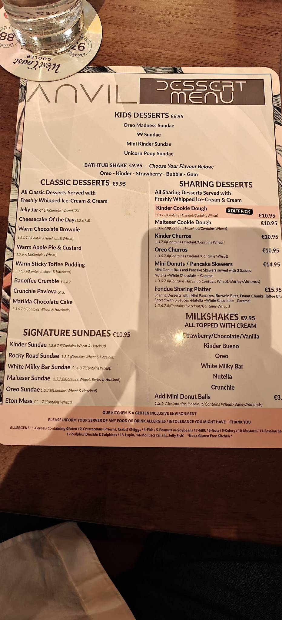 Menu at The Anvil Restaurant, Saggart