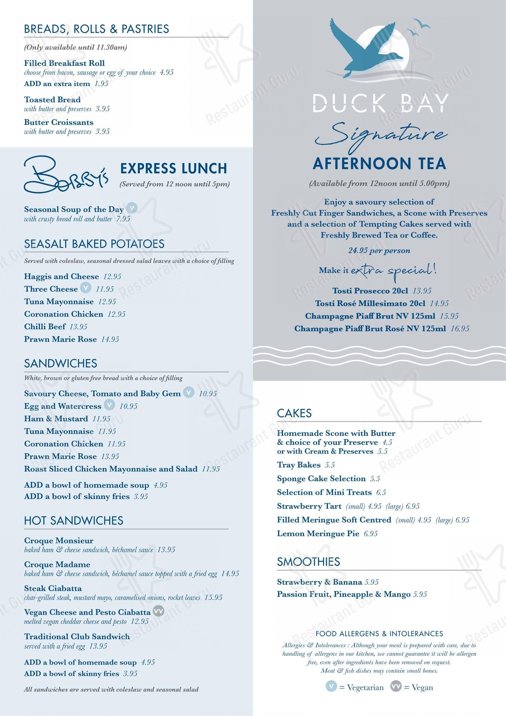 Menu at Duck Bay Hotel & Restaurant, Alexandria