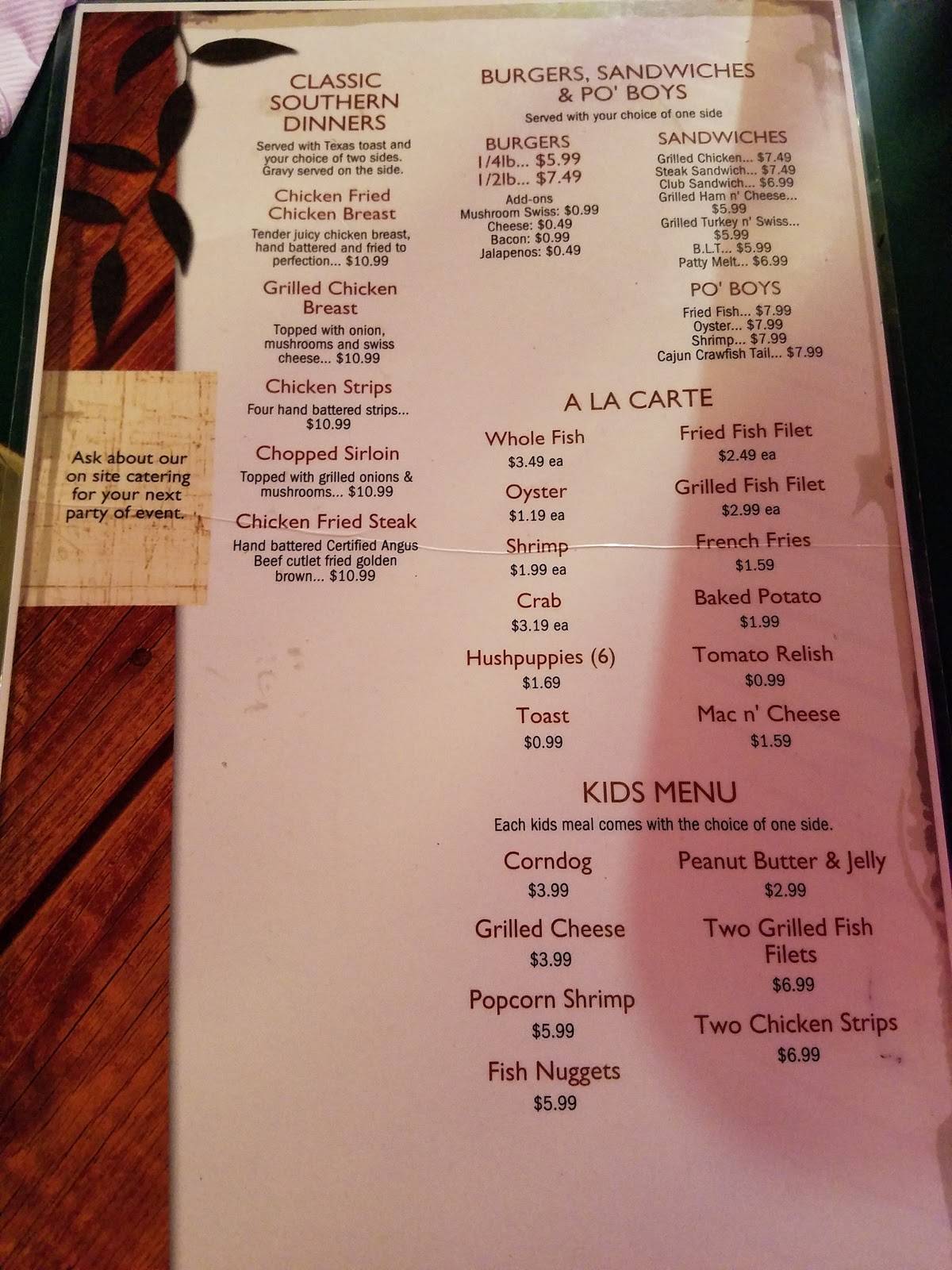 Menu at Duke's Fish Shack restaurant, Longview