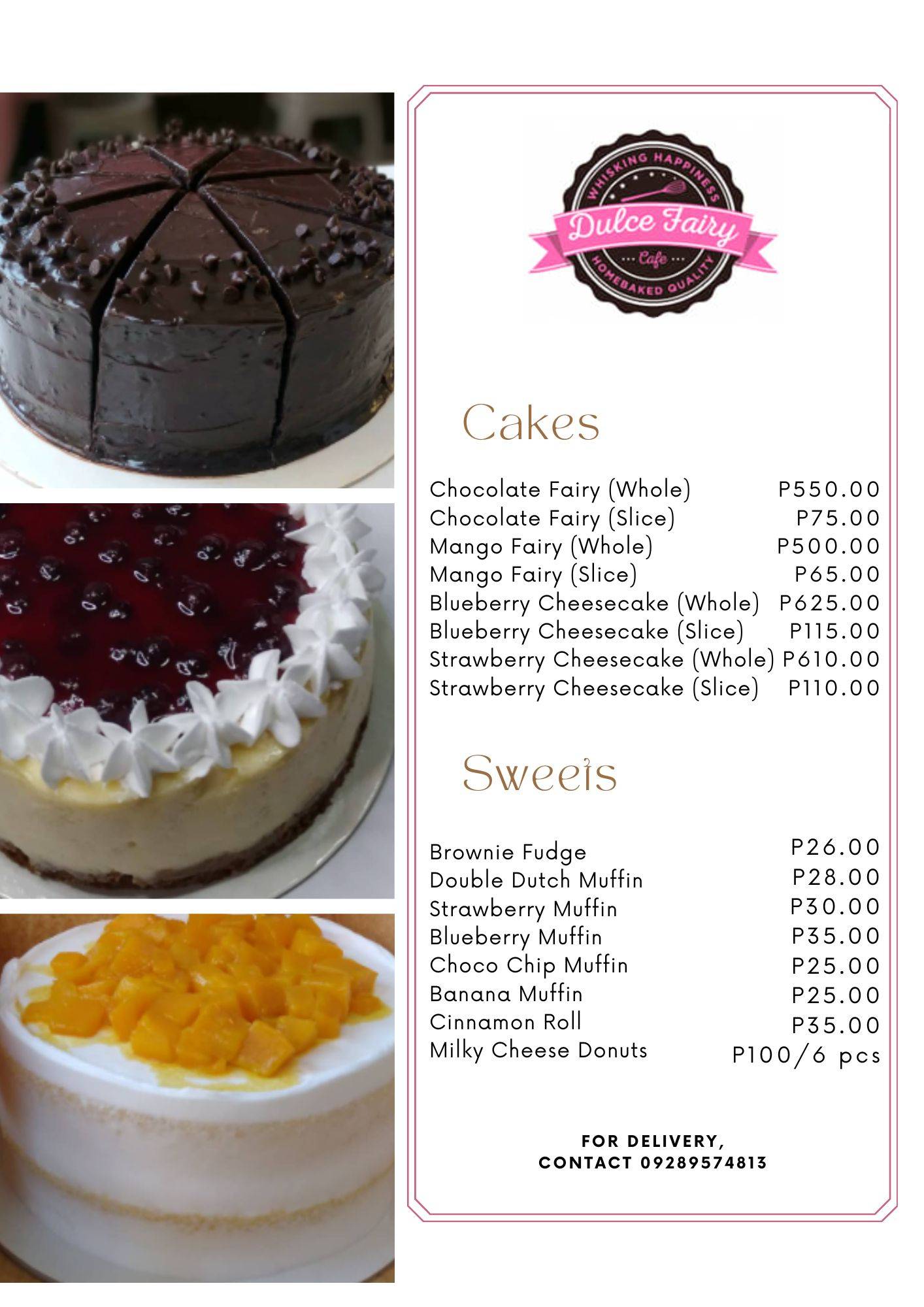 Menu at Dulce Fairy Cafe, Cebu City