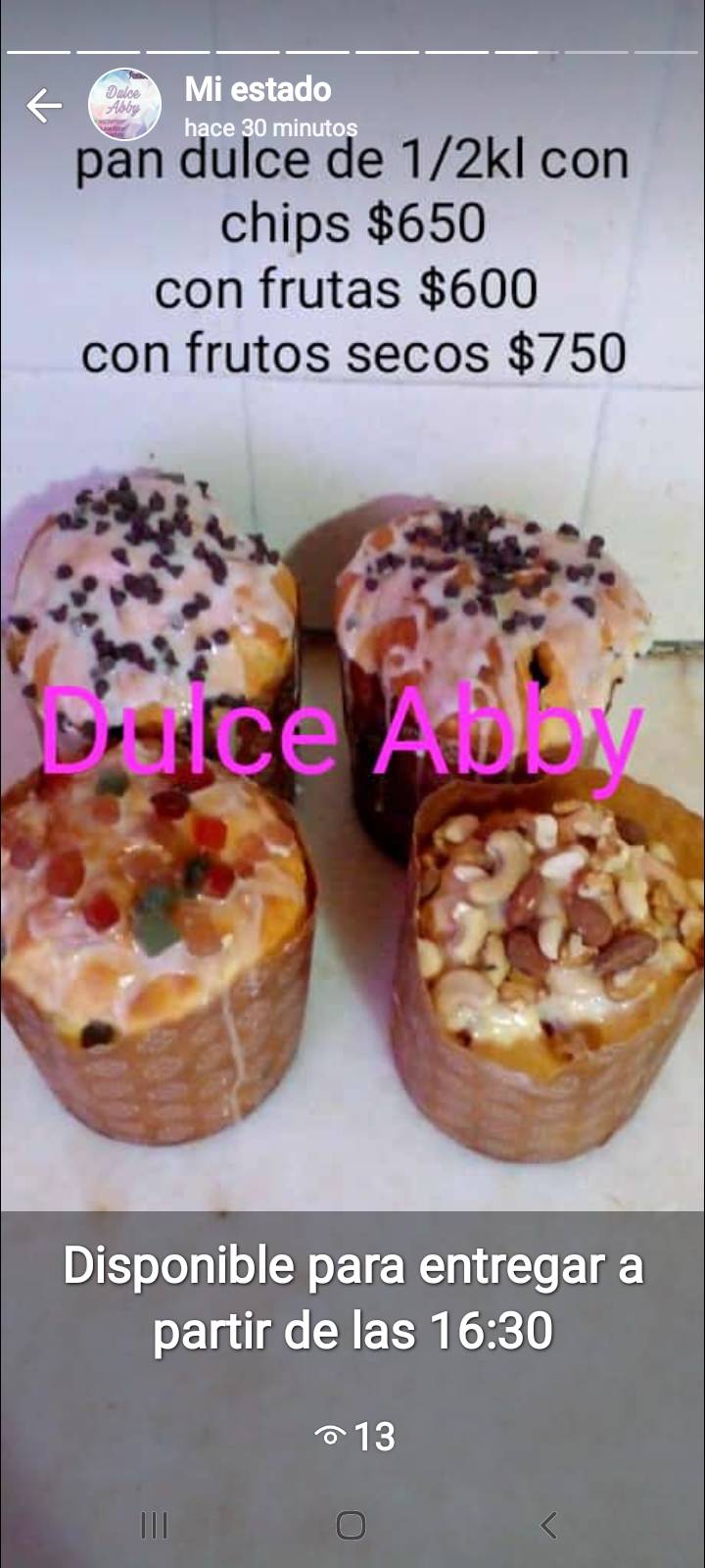 Menu at Dulces Abby desserts, Merlo