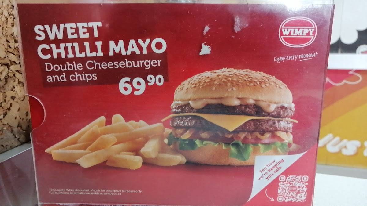 Menu at Wimpy restaurant, Durban, 299 Edwin Swales Dr