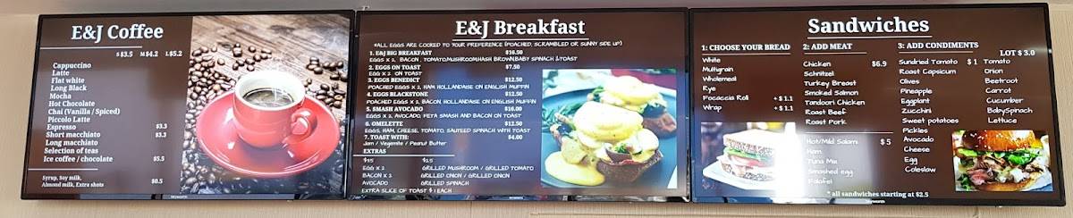 Menu at E&J Cafe, Notting Hill