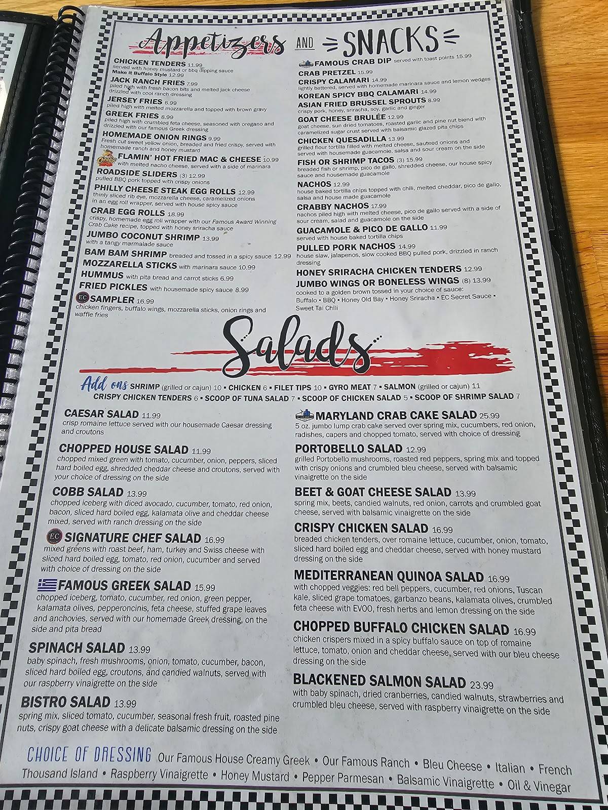 Menu at EC Diner restaurant, Ellicott City