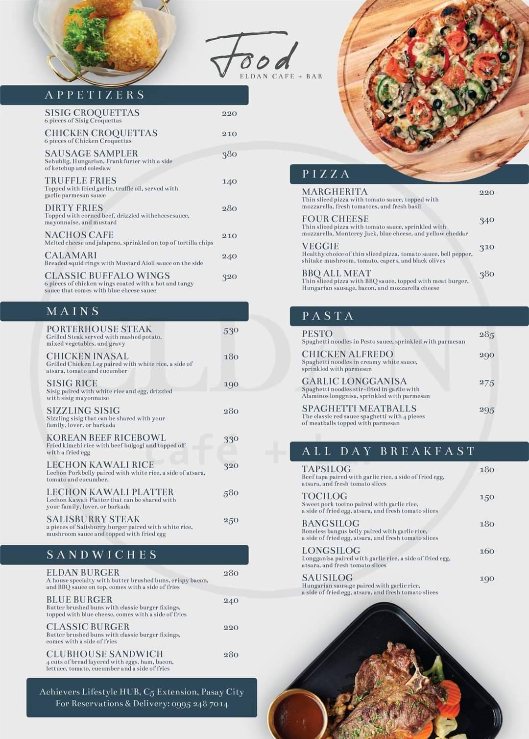 Menu at ELDAN Cafe + Bar, Pasay