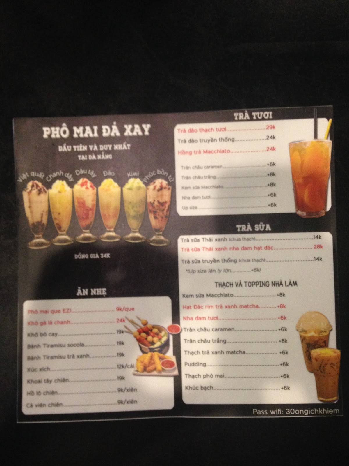 Menu at EZI Coffee & Tea - 388 Đống Đa - Open 24/7, Da Nang, 388 Đống Đa