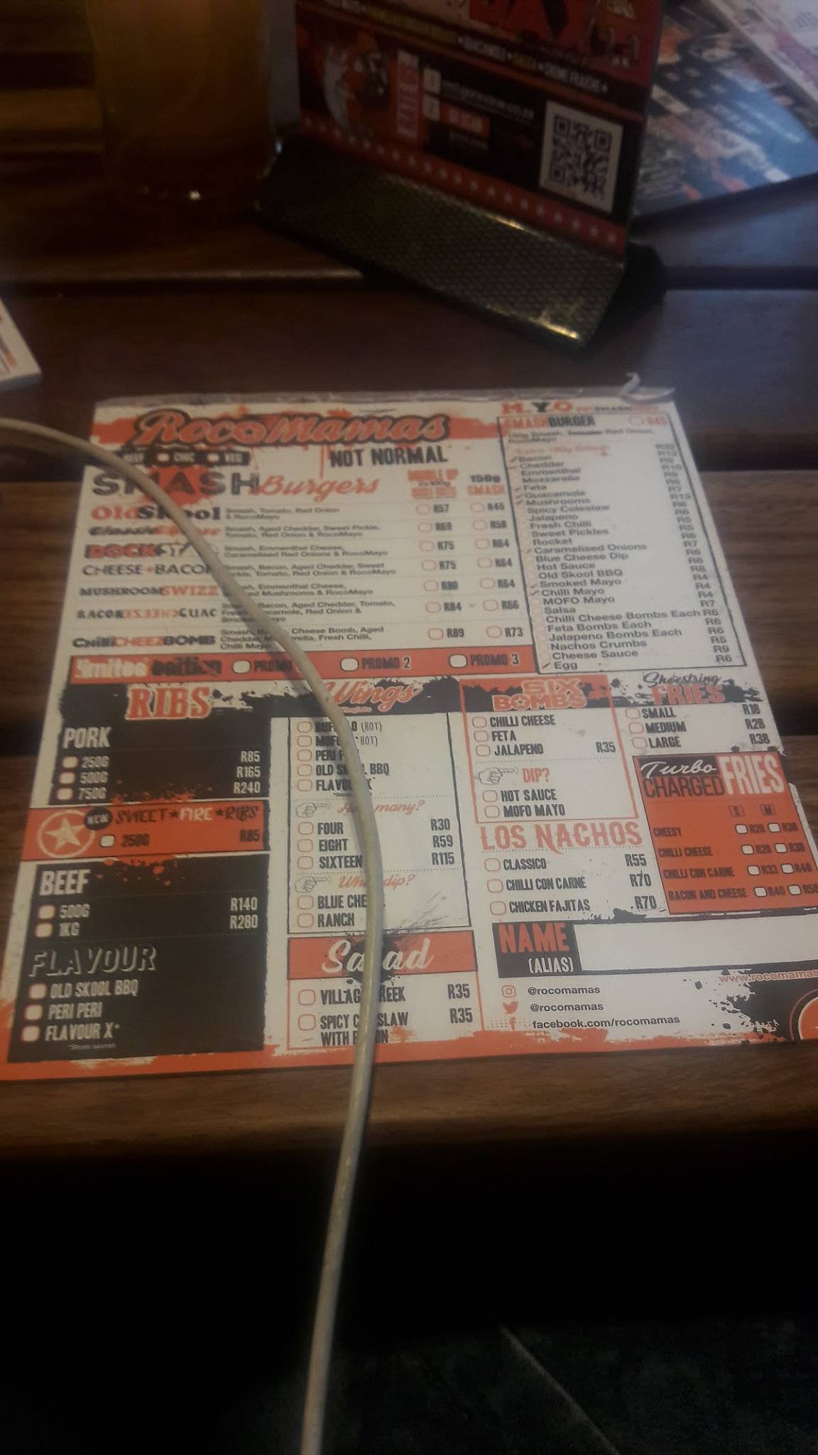 Menu at RocoMamas Beacon Bay Crossing restaurant, East London