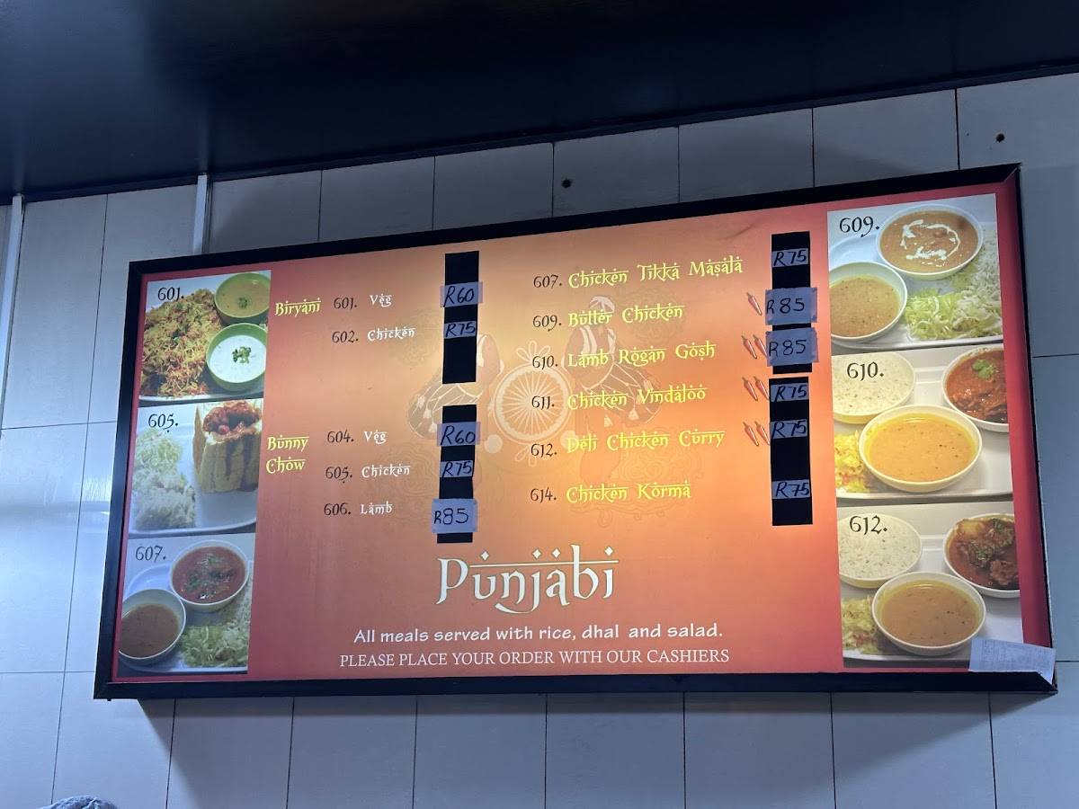 Menu at Eastern Food Bazaar restaurant, Cape Town
