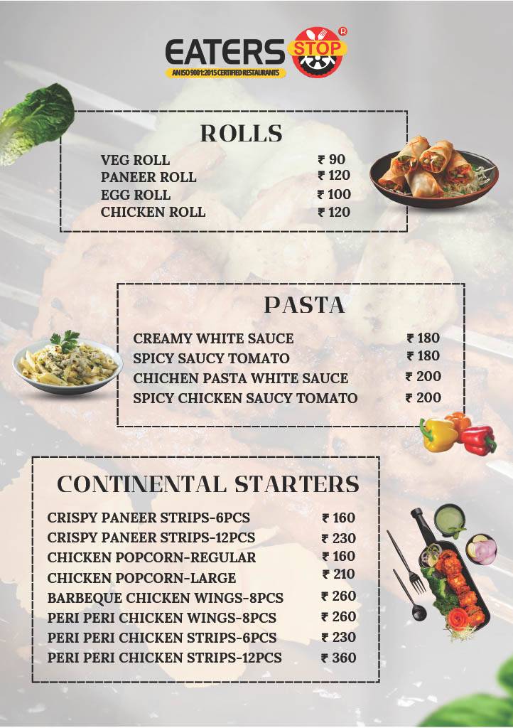 Menu at Eaters Stop Restaurant 4th Town Seethammadara, Visakhapatnam ...