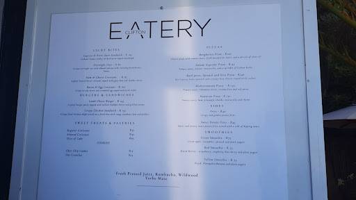 Menu at Eatery Clifton restaurant, Cape Town