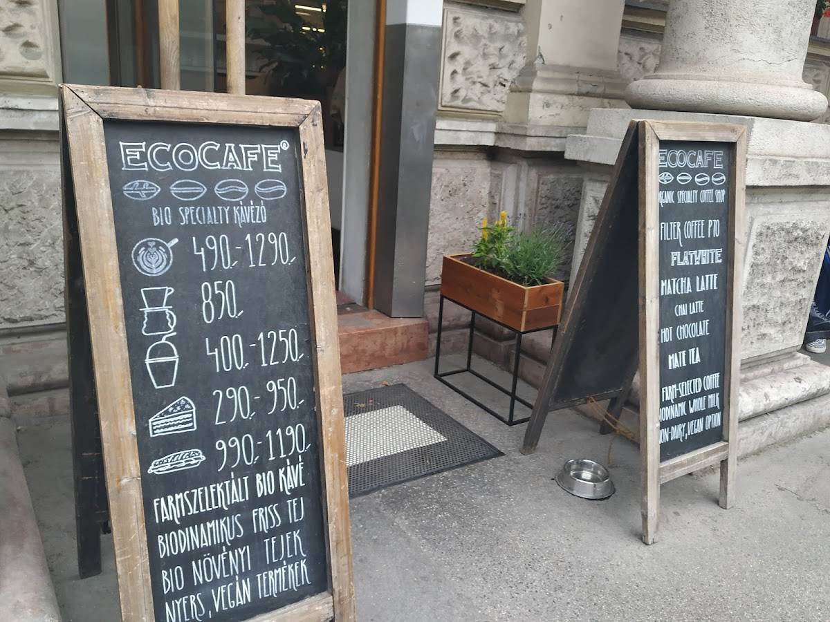 Menu at Ecocafe - organic specialty coffee shop, Budapest, Andrássy út 68