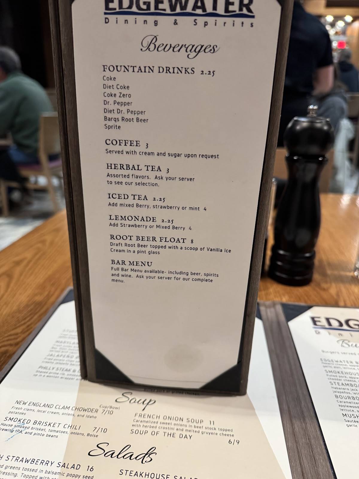 Menu at EdgeWater Dining and Spirits pub & bar, Burley