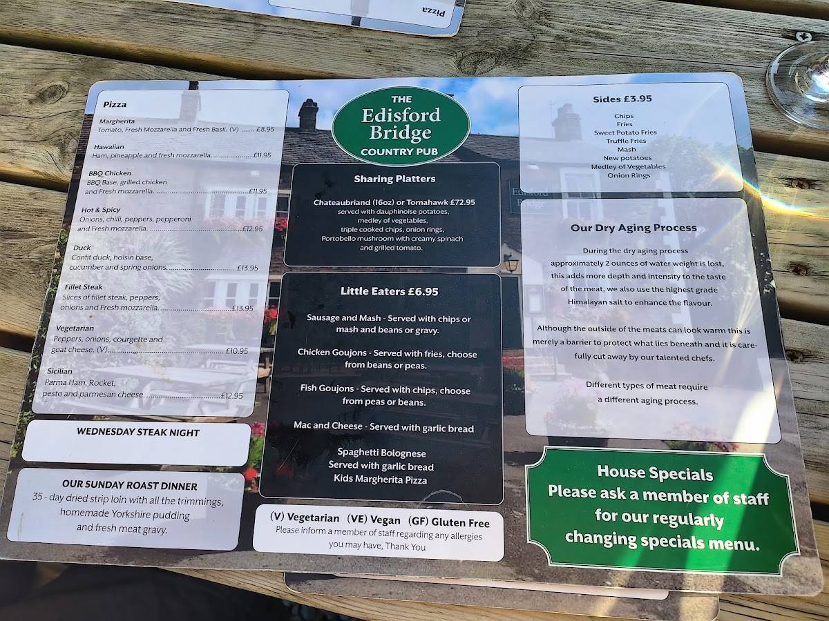 Menu at Edisford Bridge pub & bar, Clitheroe