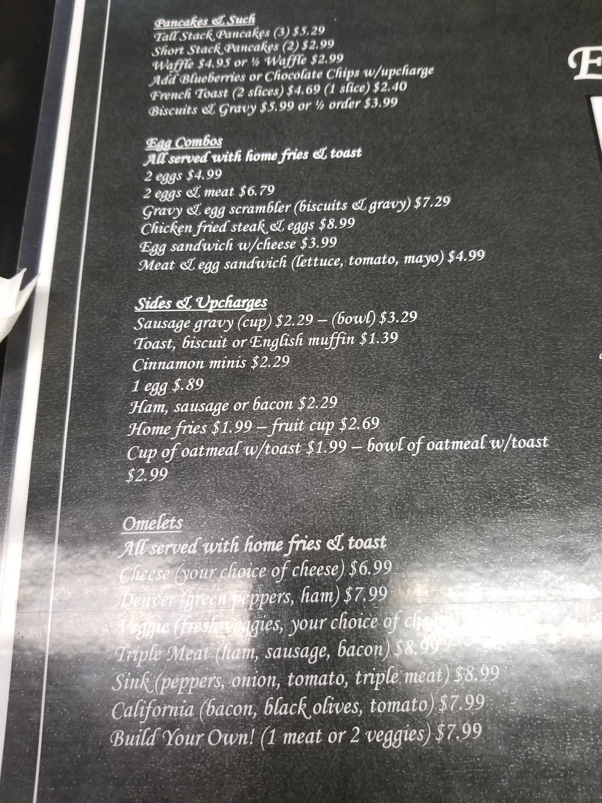 Menu at Edison Depot restaurant, Edison