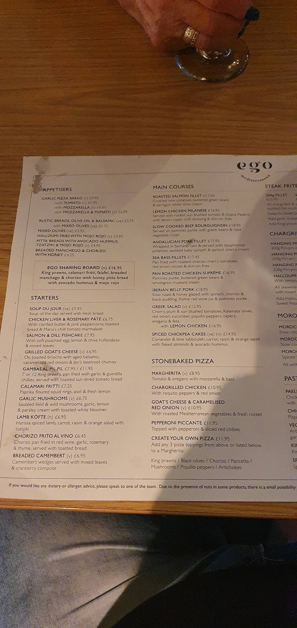 Menu at Ego Mediterranean Restaurant & Bar, Lytham, Lytham Saint Annes